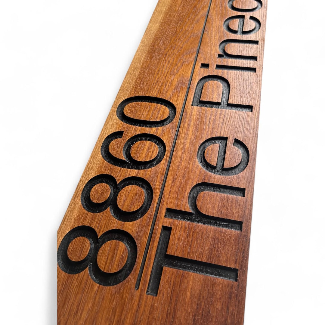 Custom Carved French Oak House Sign: Personalized Wooden Address Plaque ...
