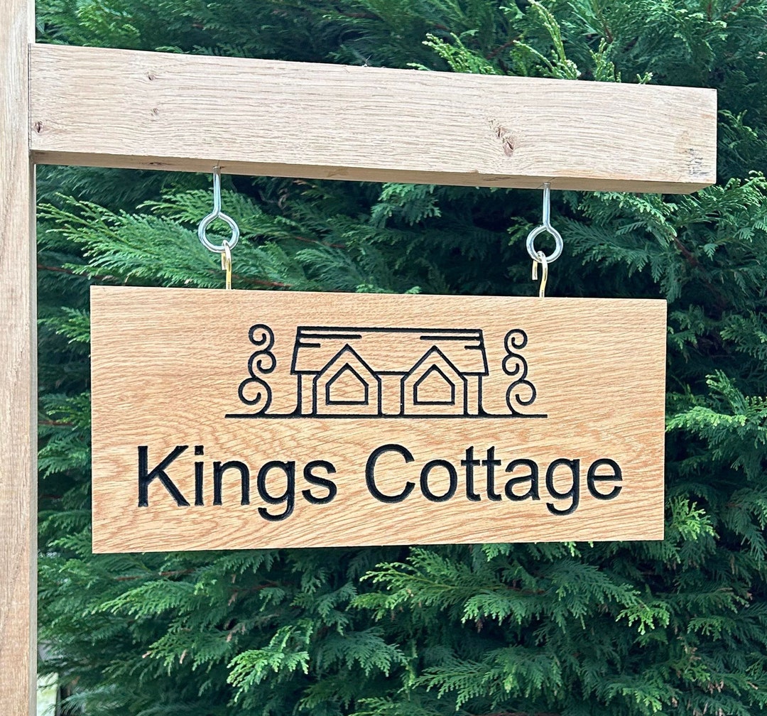 Personalized Carved French Oak Hanging House Sign: Custom Address ...