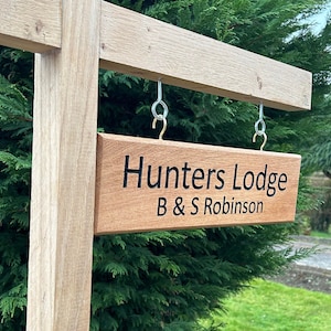 Personalised French Oak Swinging Hanging House Sign Number, Carved ...