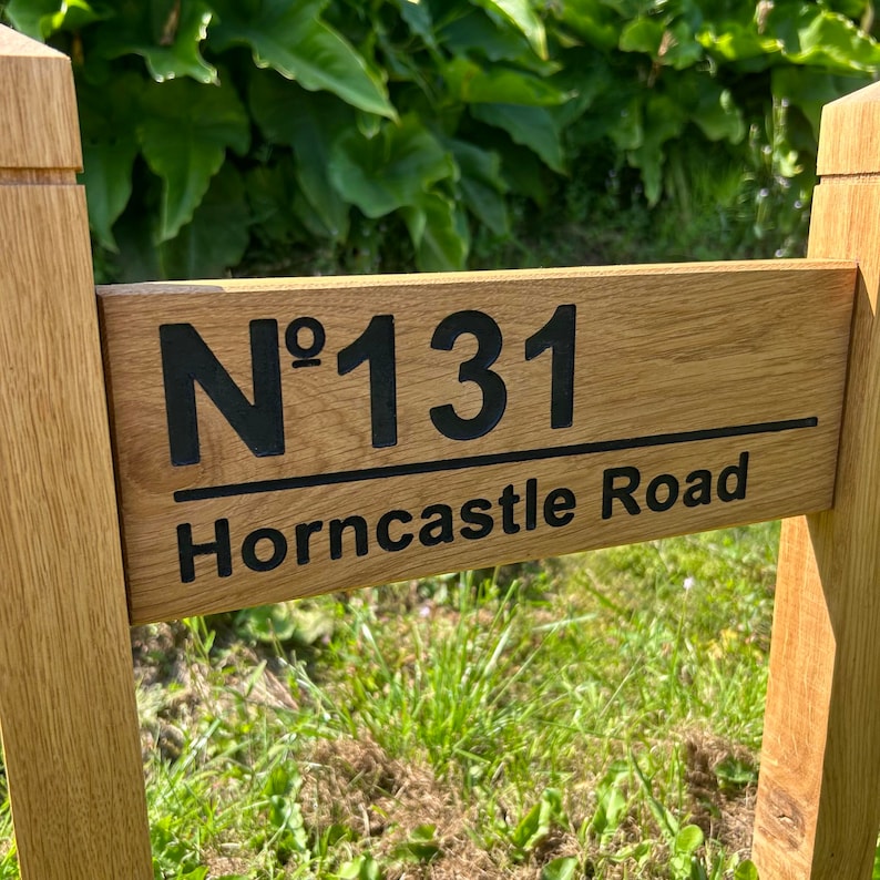 Custom Engraved French Oak House Sign - Double Sided Personalized ...