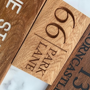 Personalised French Oak Hanging House Sign - Custom Carved Outdoor ...