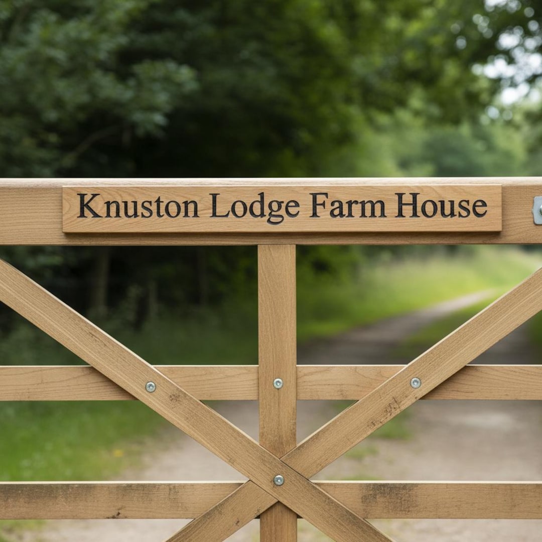 Custom Carved French Oak Gate Sign – Personalised Wooden Address Plaque ...