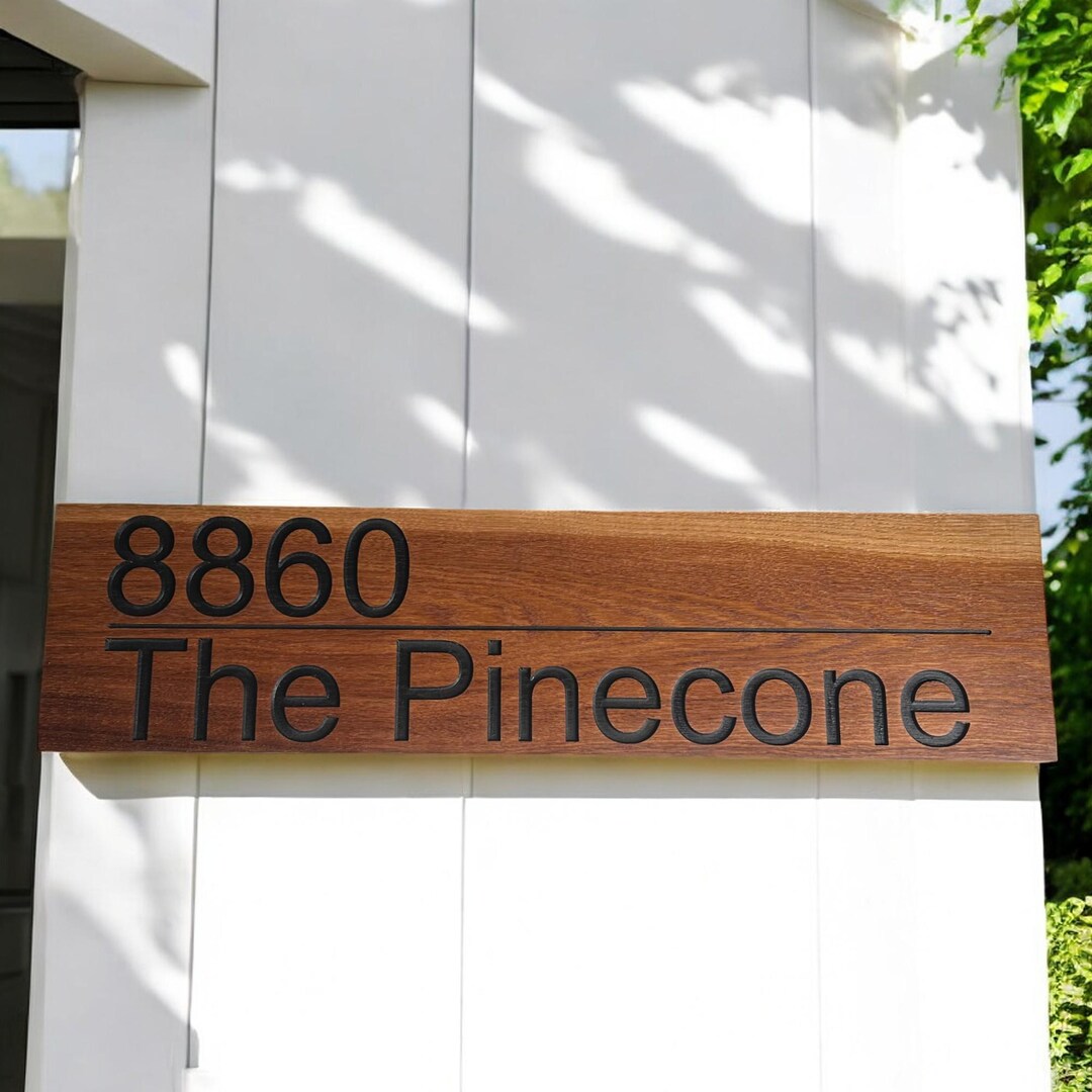 Custom Carved French Oak House Sign: Personalized Wooden Address Plaque ...