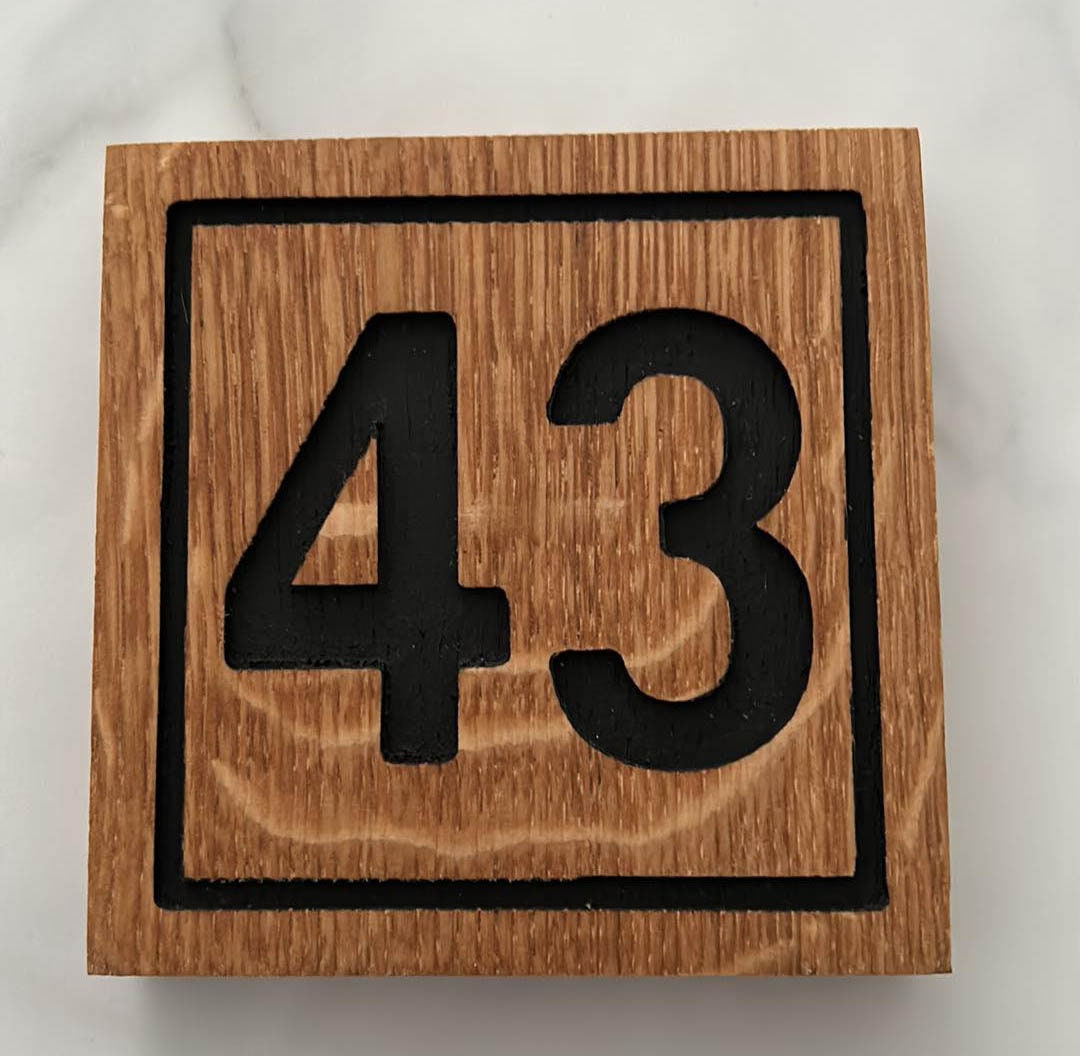 Personalized Carved French Oak House Number Sign: Wax Oiled Wooden ...