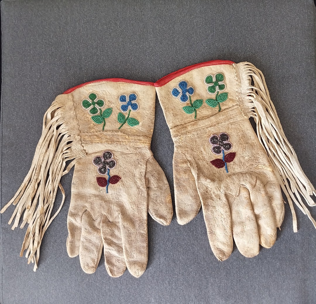 Native American Indian Beaded Gauntlets Cloves Pair - Etsy