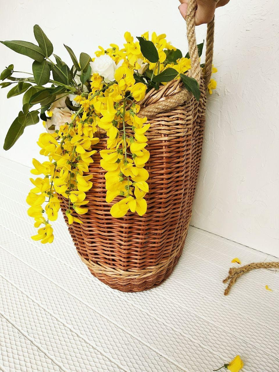 Rustic wicker hanging Wicker wall decor Door basket Mail | Etsy