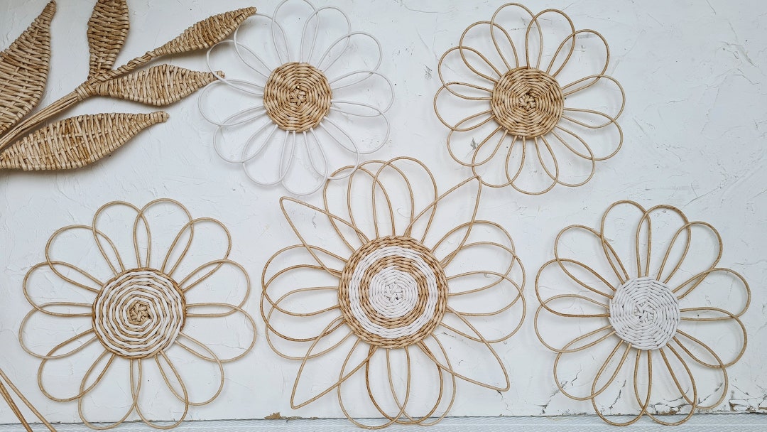 Wicker Flower Wall Decor: Boho Nursery Basket Set - Etsy