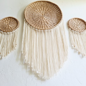 Boho Wicker Wall Baskets Set: Handmade Wall Decor With Fringe - Etsy