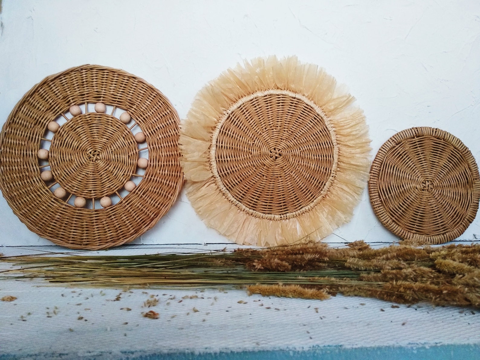 Set of 3 wall baskets Boho wall baskets Boho wall decor | Etsy