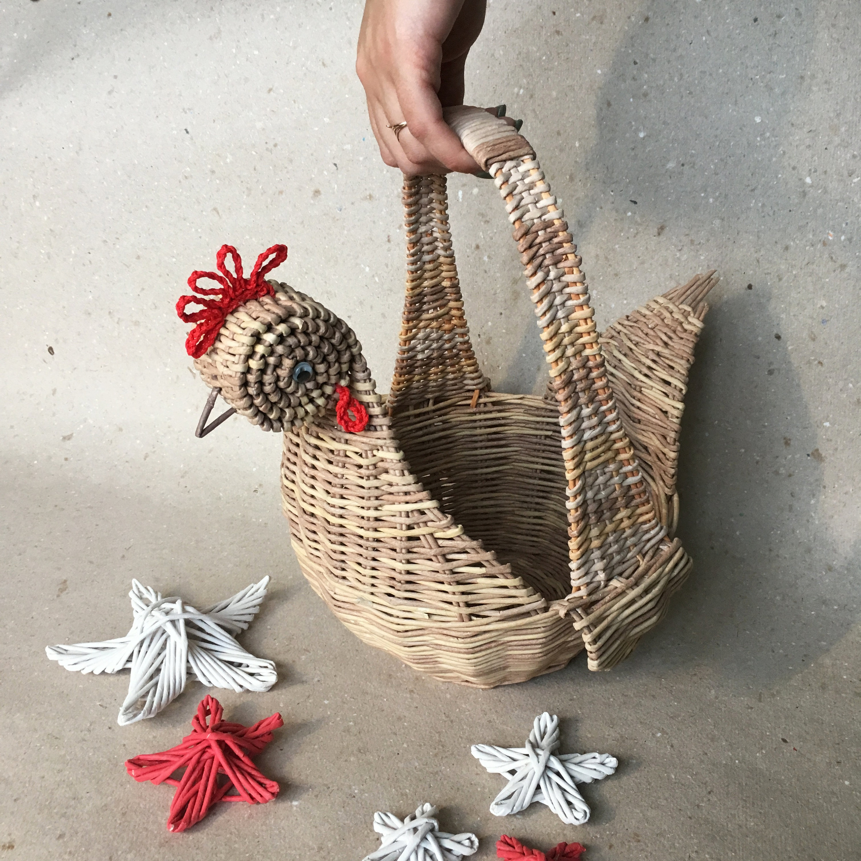 Wicker basket Wicker easter basket Round basket with handle | Etsy