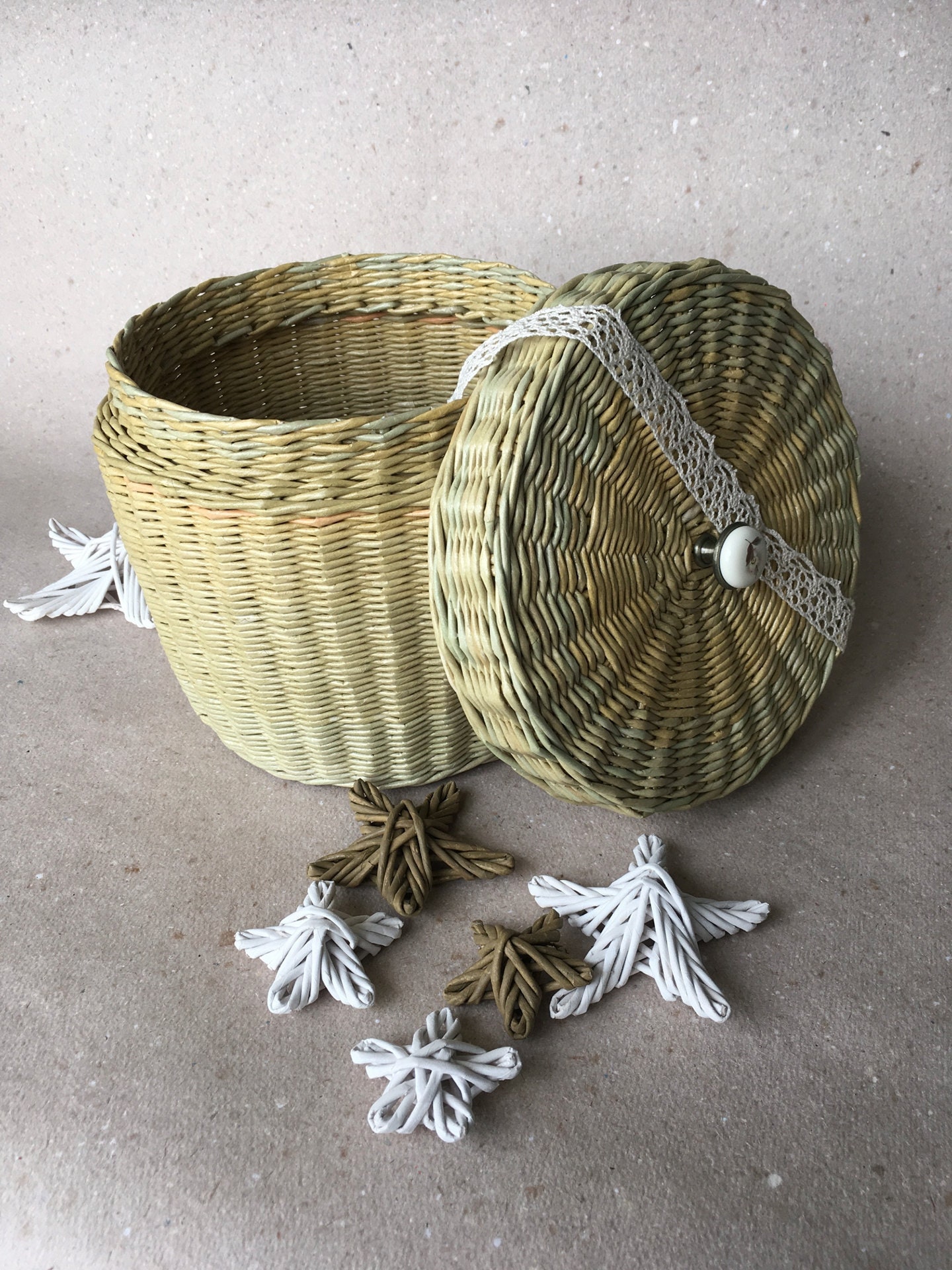 Wicker Basket With Lid for Gift Wicker Organizer Wicker Box - Etsy
