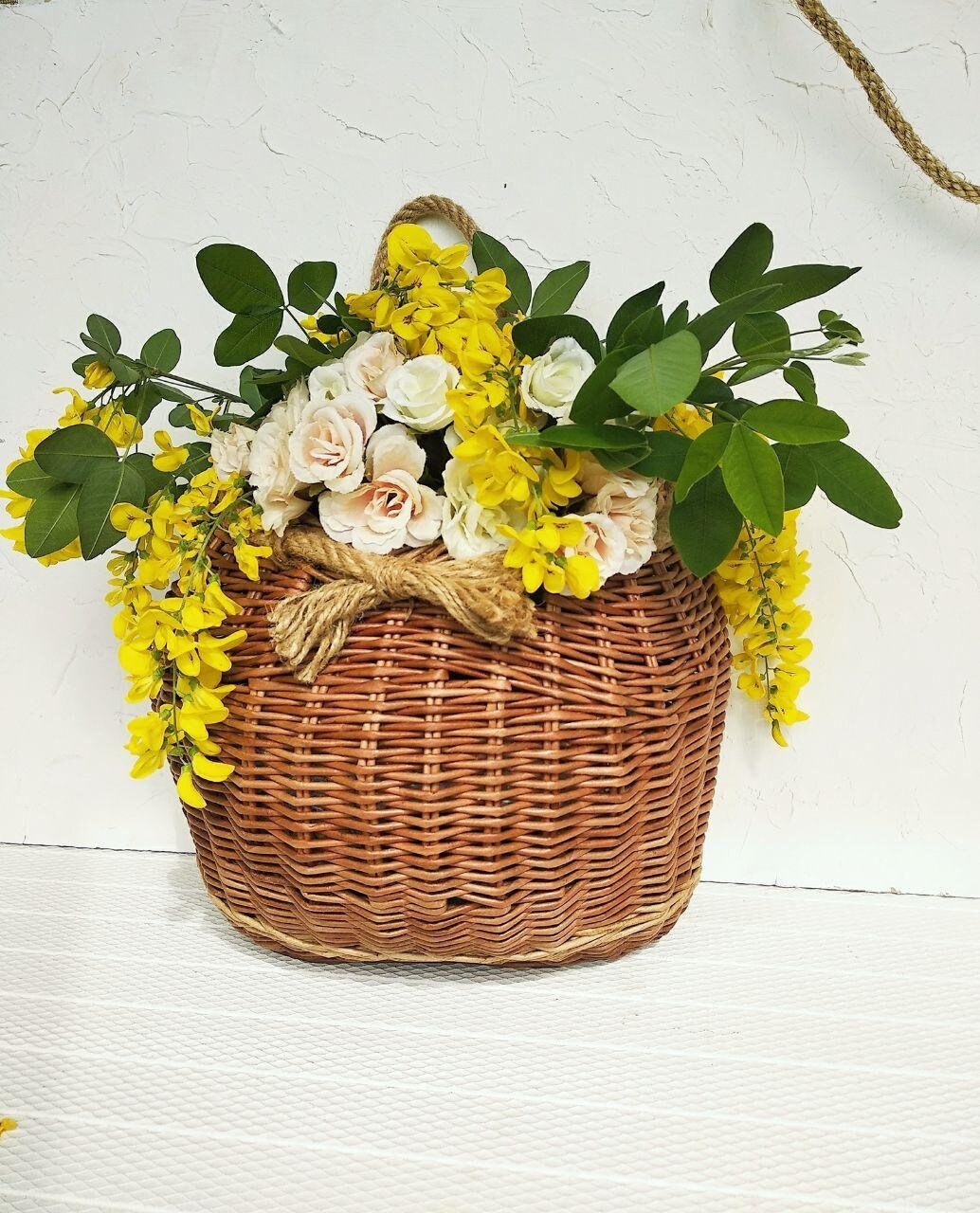 Rustic wicker hanging Wicker wall decor Door basket Mail | Etsy