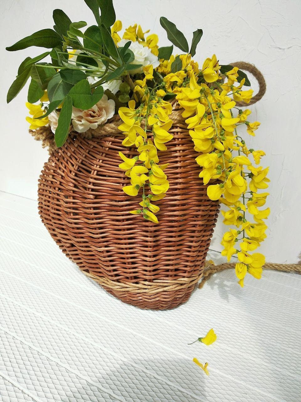 Rustic wicker hanging Wicker wall decor Door basket Mail | Etsy