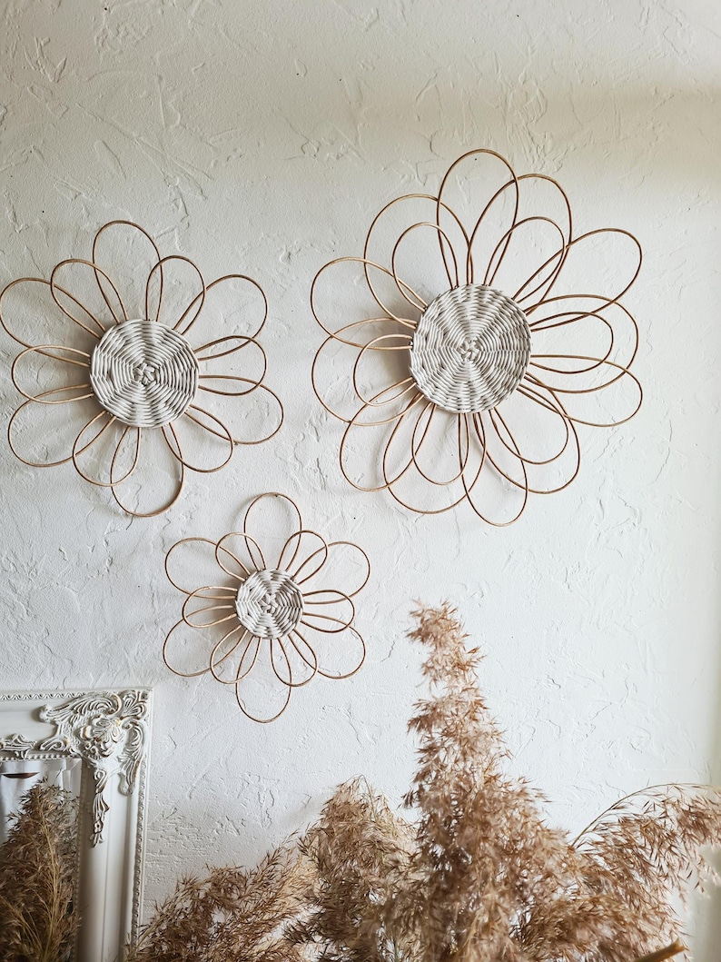 Woven Flower Set – Boho Nursery Wall Decor - Etsy