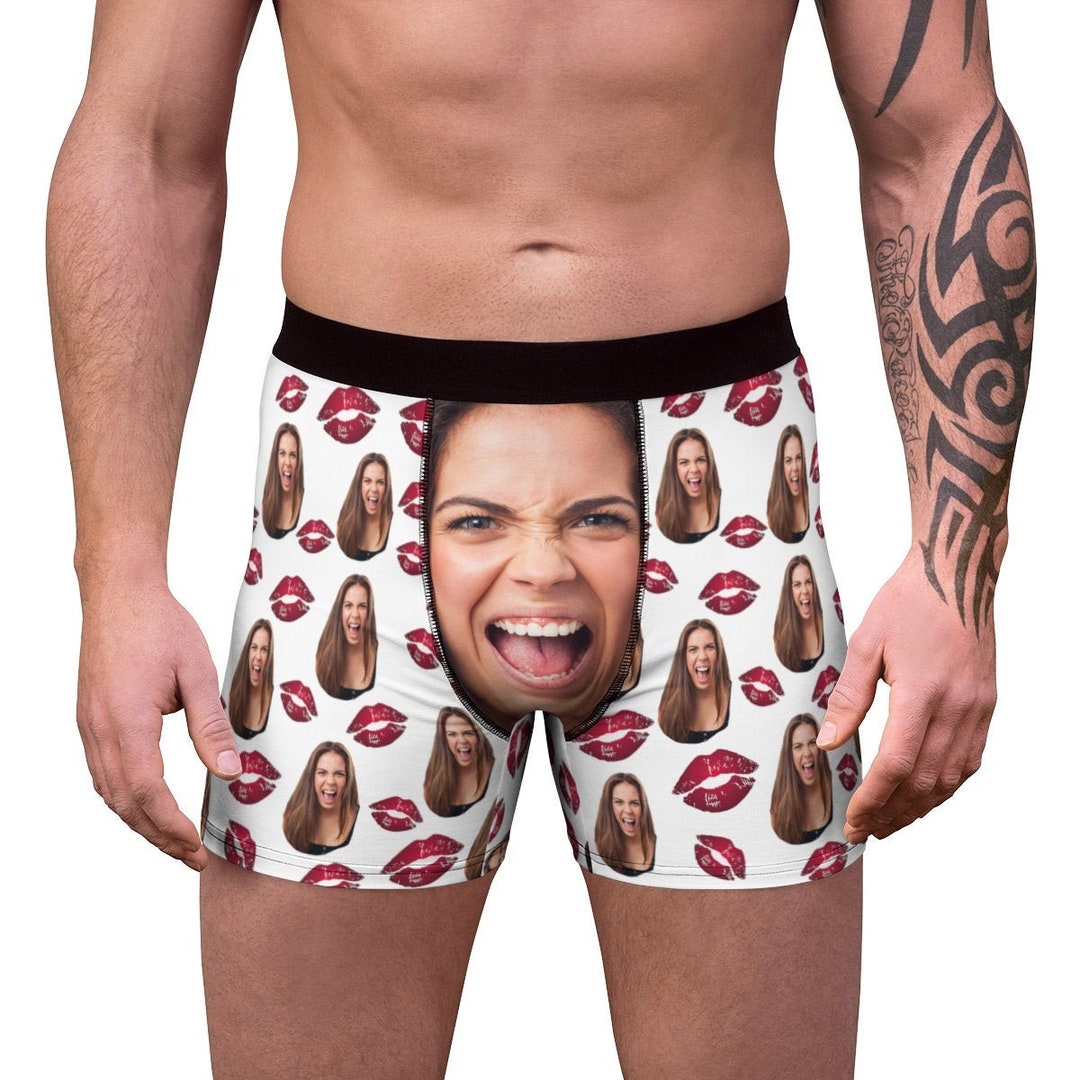 Your Face on Custom Men's Boxers With Red Lips, Personalized Funny ...