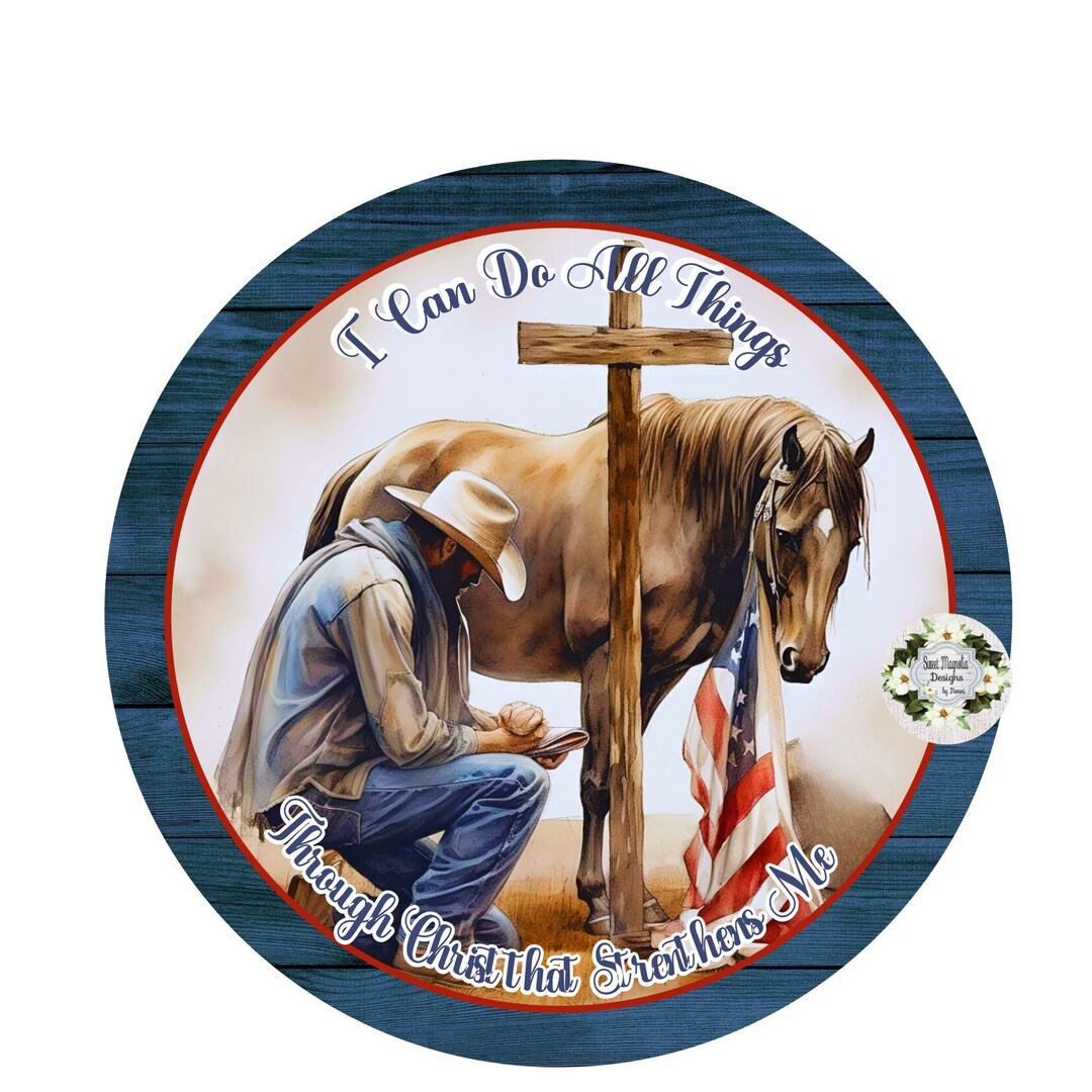 Patriotic Cowboy Sign, Rustic Sign, Cowboy Sign, Horse Sign, Wreath ...
