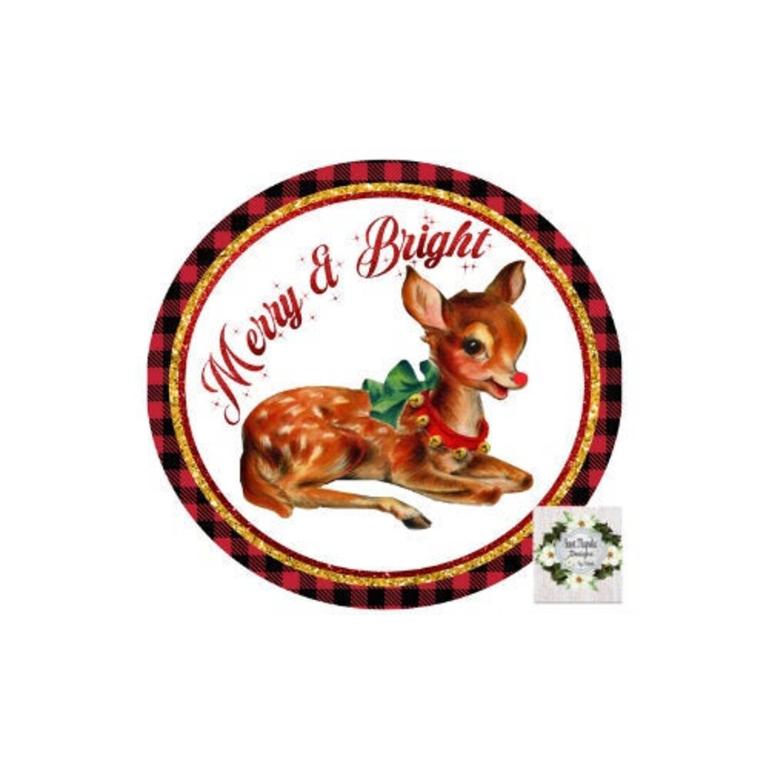 Round Rudolph Christmas Sign, Christmas Wreath Sign, Christmas Decor ...