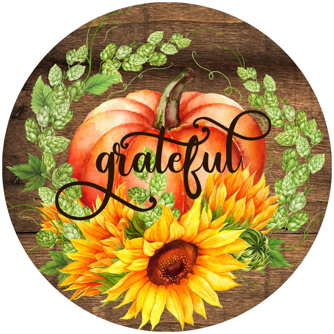 Grateful Pumpkin Sign Fall Wreath Sign Autumn Decor Pumpkin - Etsy