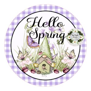 Hello Spring Gnome Sign, Gnome Sign, Gnome Decor, Spring Sign, Metal ...