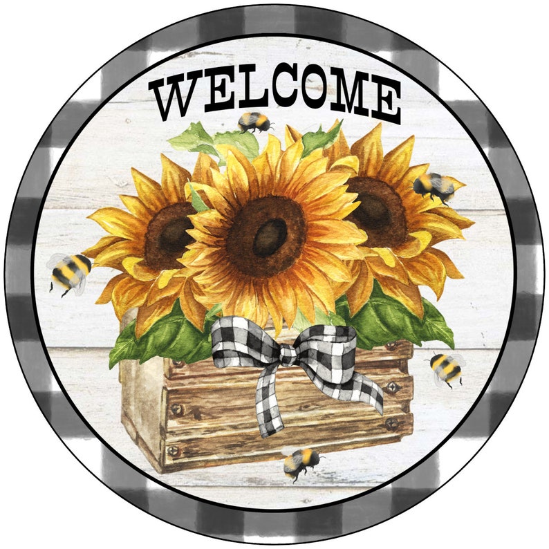 Welcome Bee and Sunflower Sign Bee Sign Everday Sign Door - Etsy