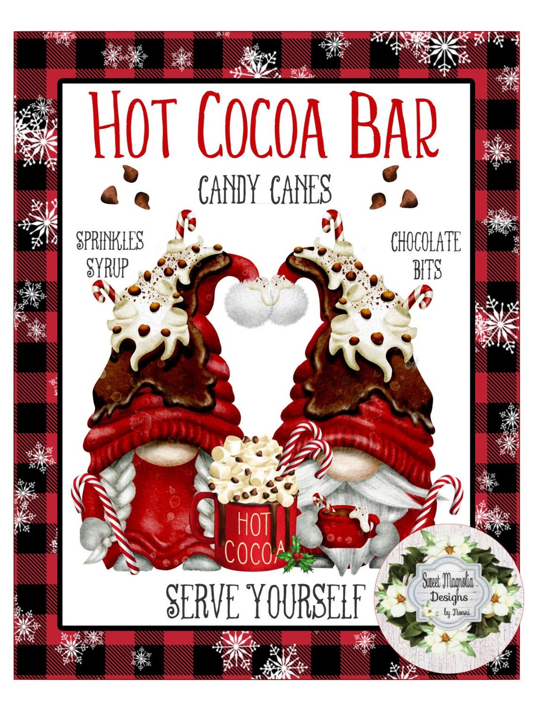 Hot Cocoa Bar Gnome Sign, Christmas Sign, Christmas Decor, Wreath ...