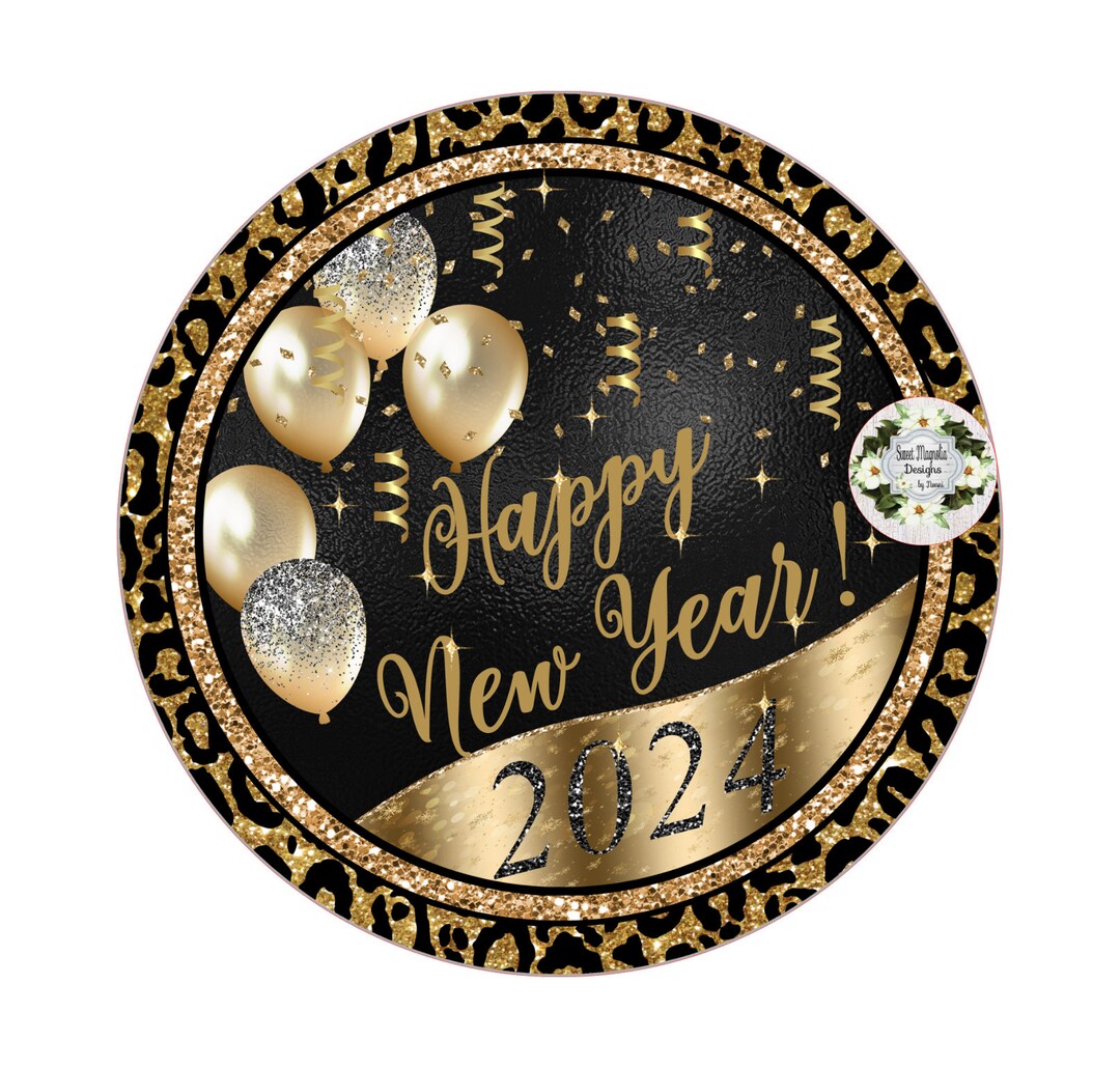 Happy New Year Sign New Years Sign Winter Sign Round Sign - Etsy