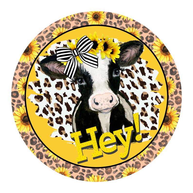 Hey Cow Sign Cow Sign Farmhouse Sign Porch Sign Leopard - Etsy