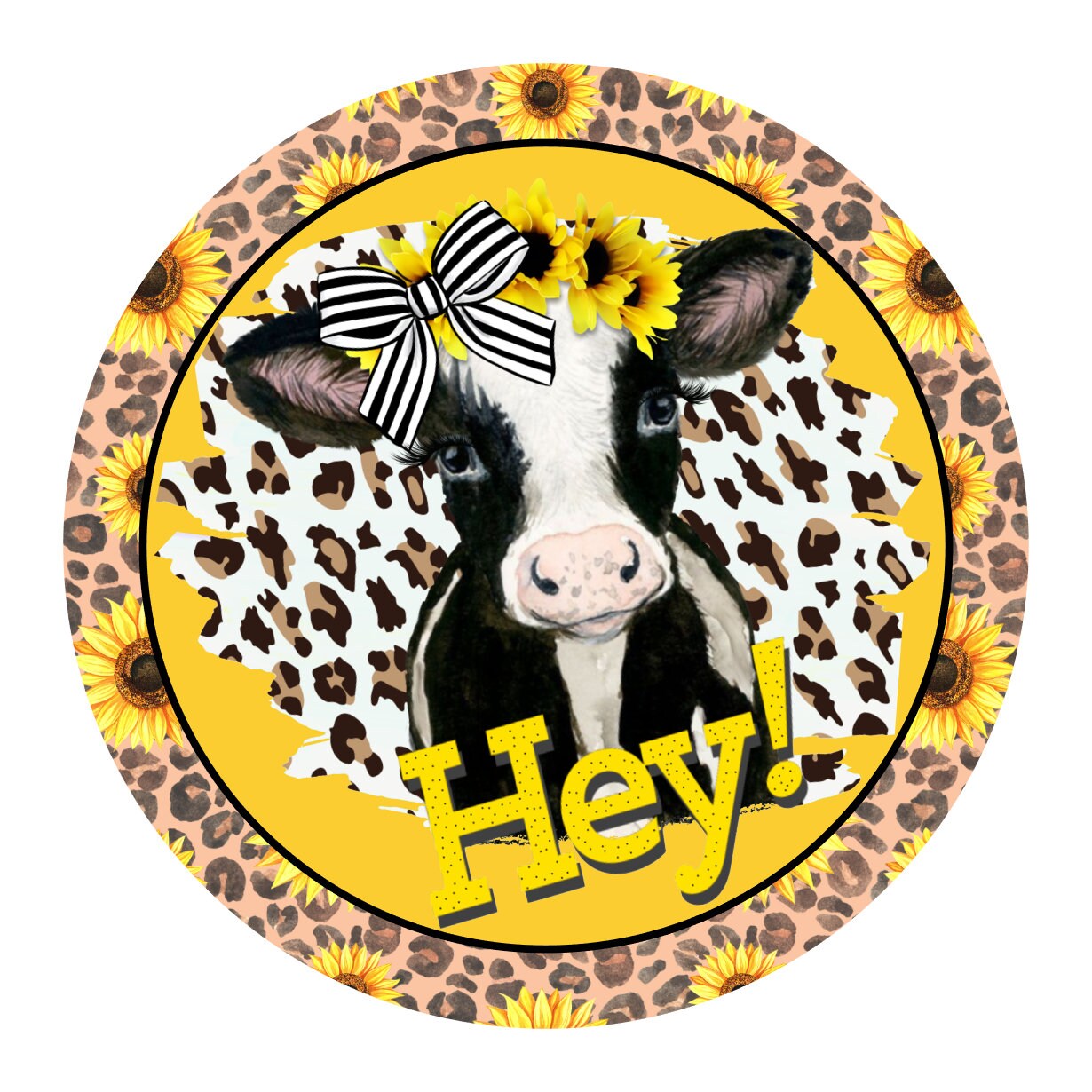 Hey Cow Sign Cow Sign Farmhouse Sign Porch Sign Leopard | Etsy