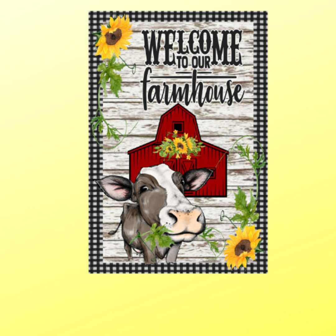 Welcome to Our Farmhouse Cow, Wreath Sign,, Farmhouse Sign. Metal Sign ...
