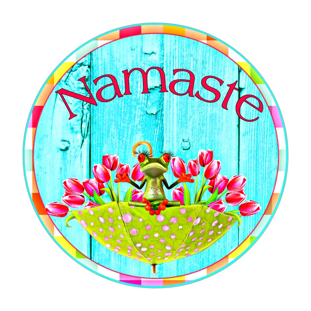 Namaste Sign, Frog Sign, Frog Decor, Wreath Sign, Door Hanger, Sweet ...