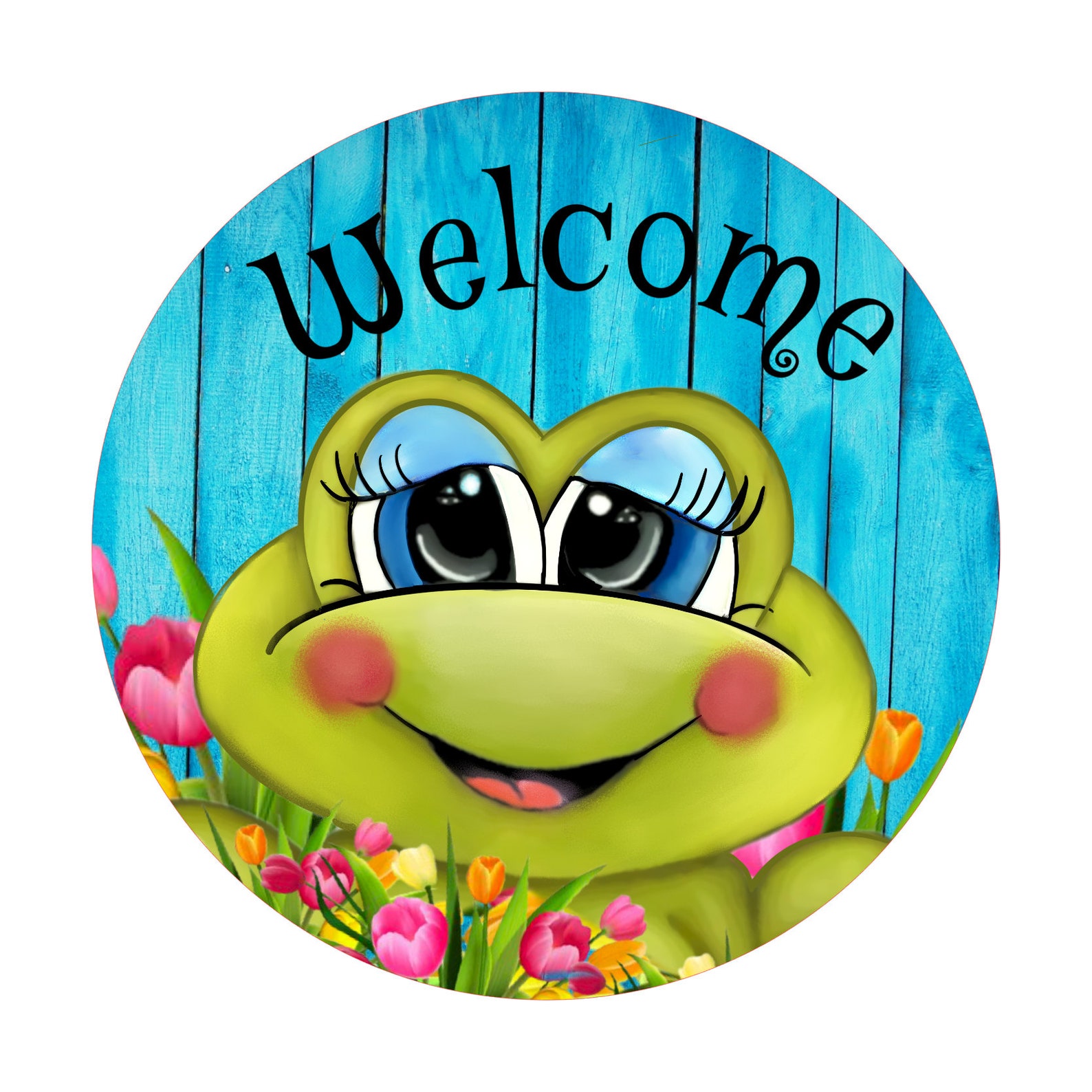 Welcome Frog Sign Frog Decor Wreath Sign Door Hanger Sweet | Etsy