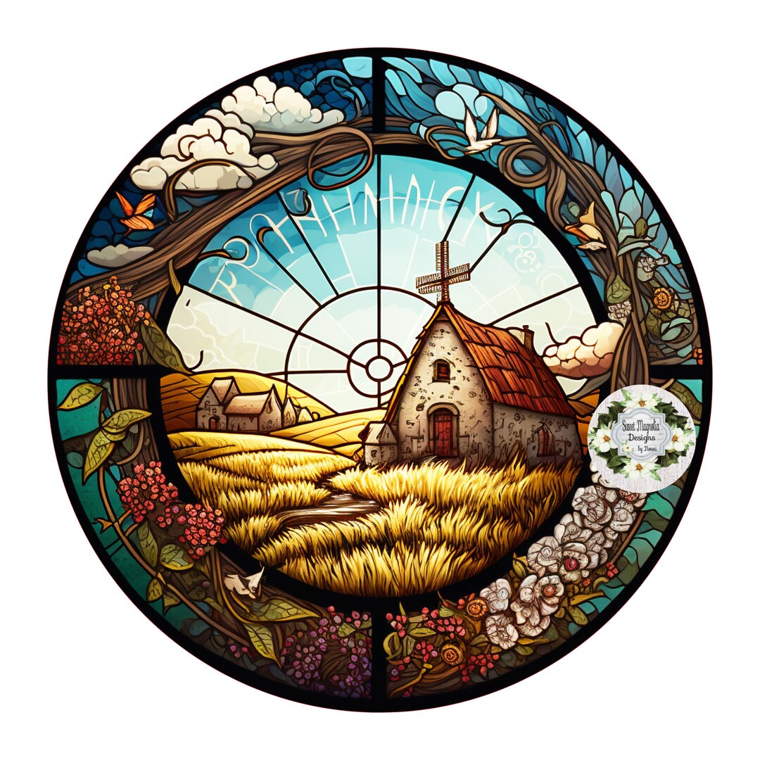 Faux Stained Glass Rustic Church Sign, Faux Glass Sign, Rustic Sign ...