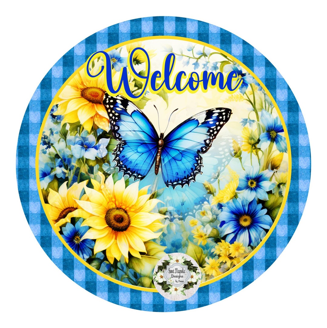 Welcome Butterfly Sign, Welcome Sign, Floral Sign, Metal Sign ...