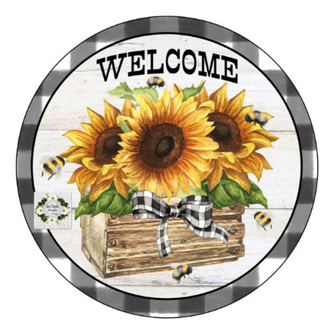 Welcome Bee and Sunflower Sign Bee Sign Everday Sign Door - Etsy
