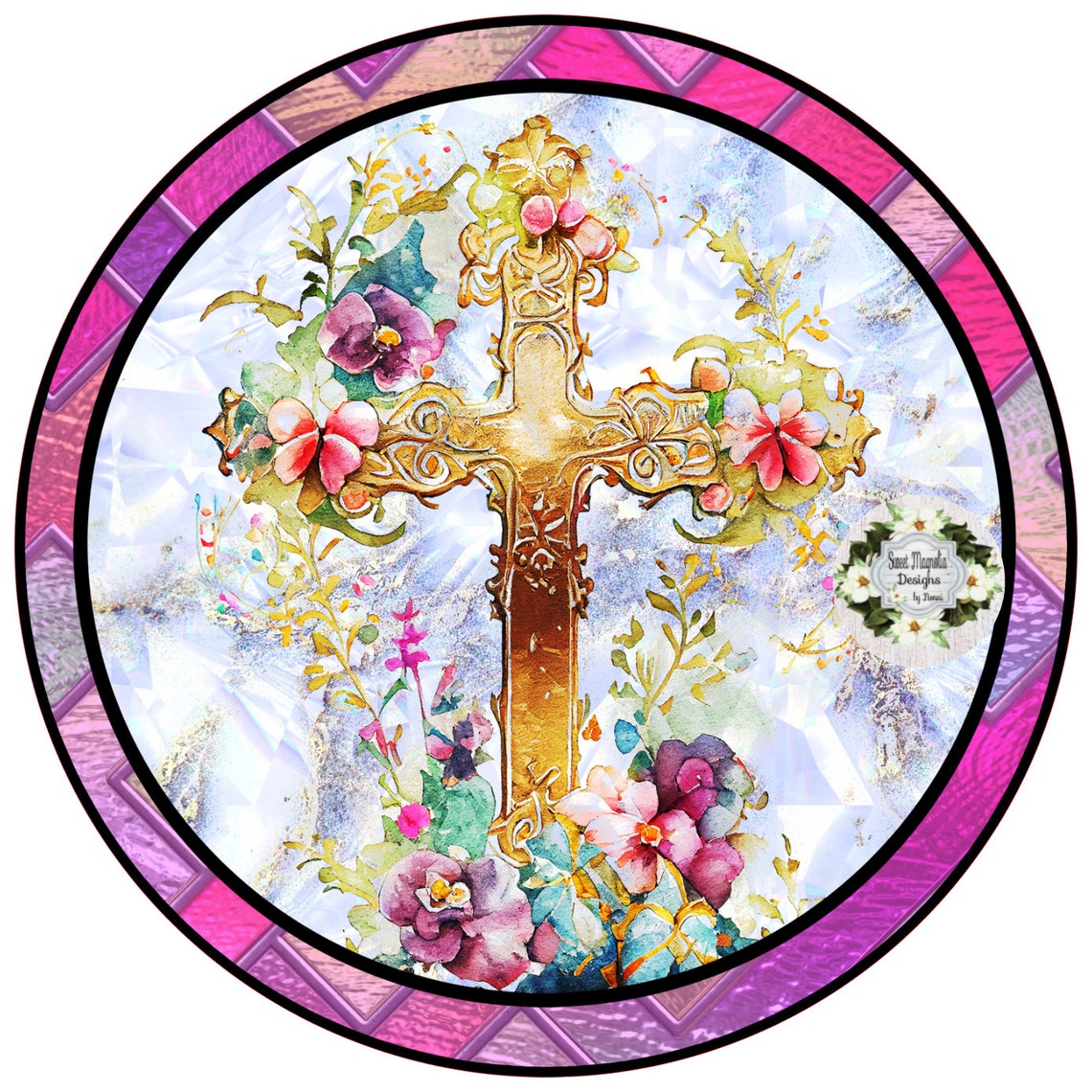 Floral Cross Sign Floral Sign Watercolor Sign Metal Sign - Etsy