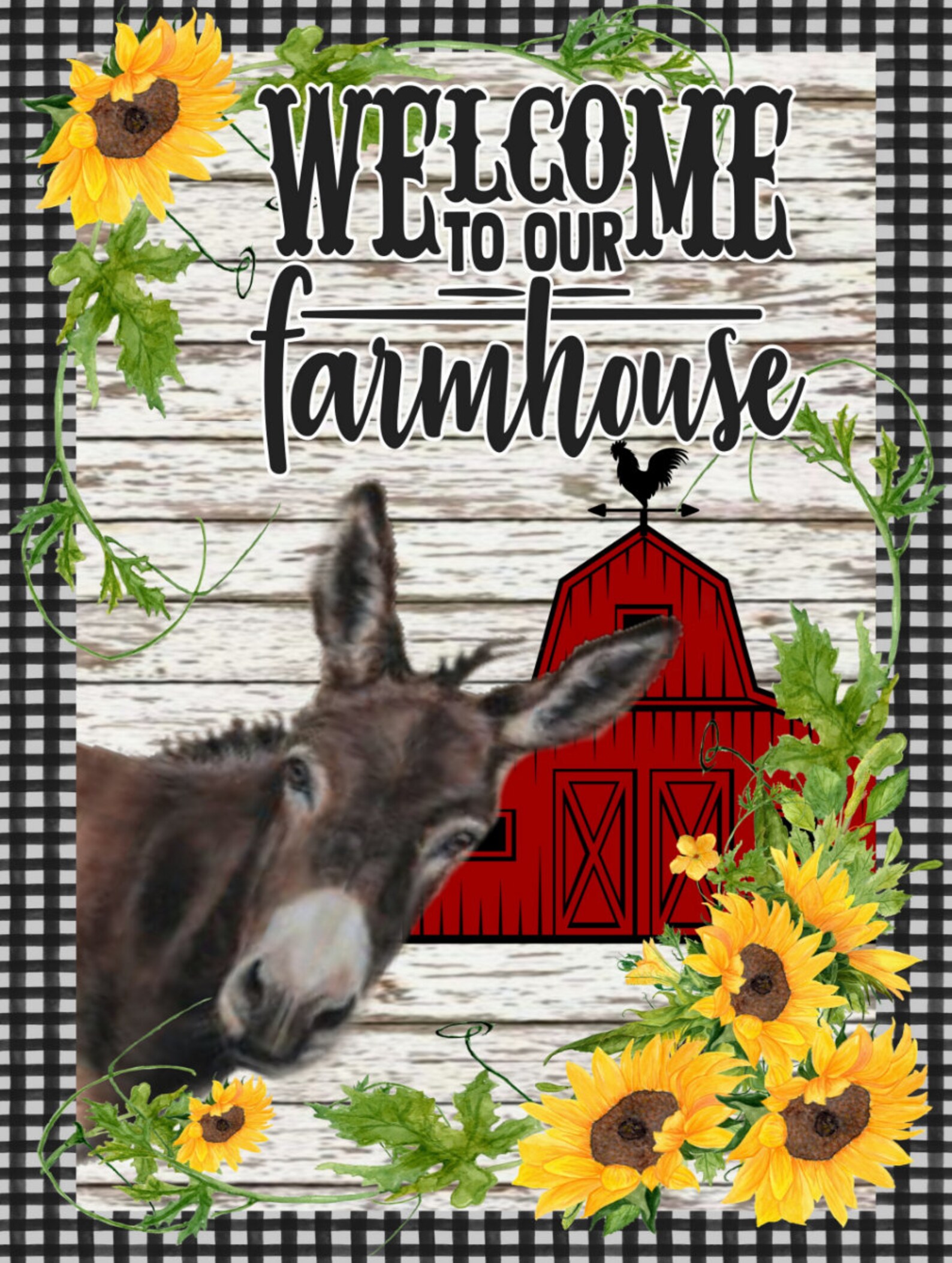 Welcome to our Farmhouse Donkey Wreath Sign Donkey Sign | Etsy