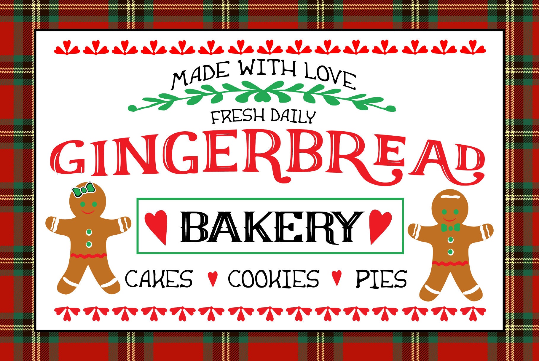 Gingerbread Bakery Sign Christmas Wreath Sign Gingerbread Etsy