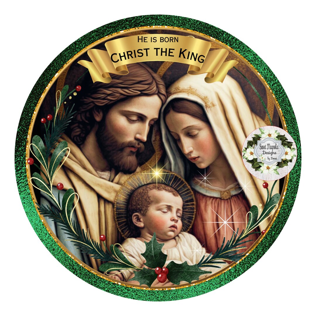 Baby Jesus Sign, Christmas Wreath Sign, Christmas Decor, Nativity Sign ...