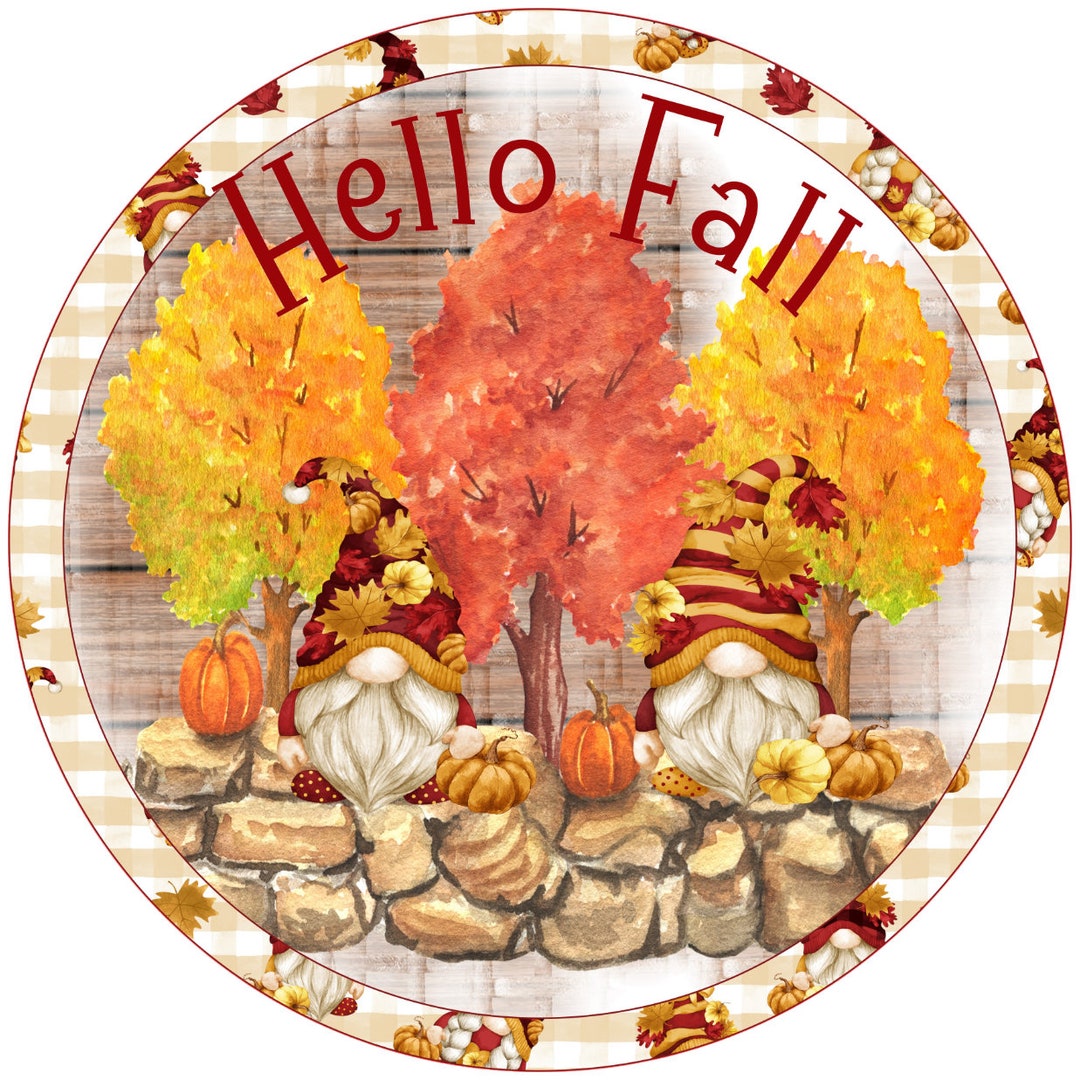 Hello Fall Gnome Sign, Fall Sign, Wreath Sign, Fall Gnome Sign, Autumn ...