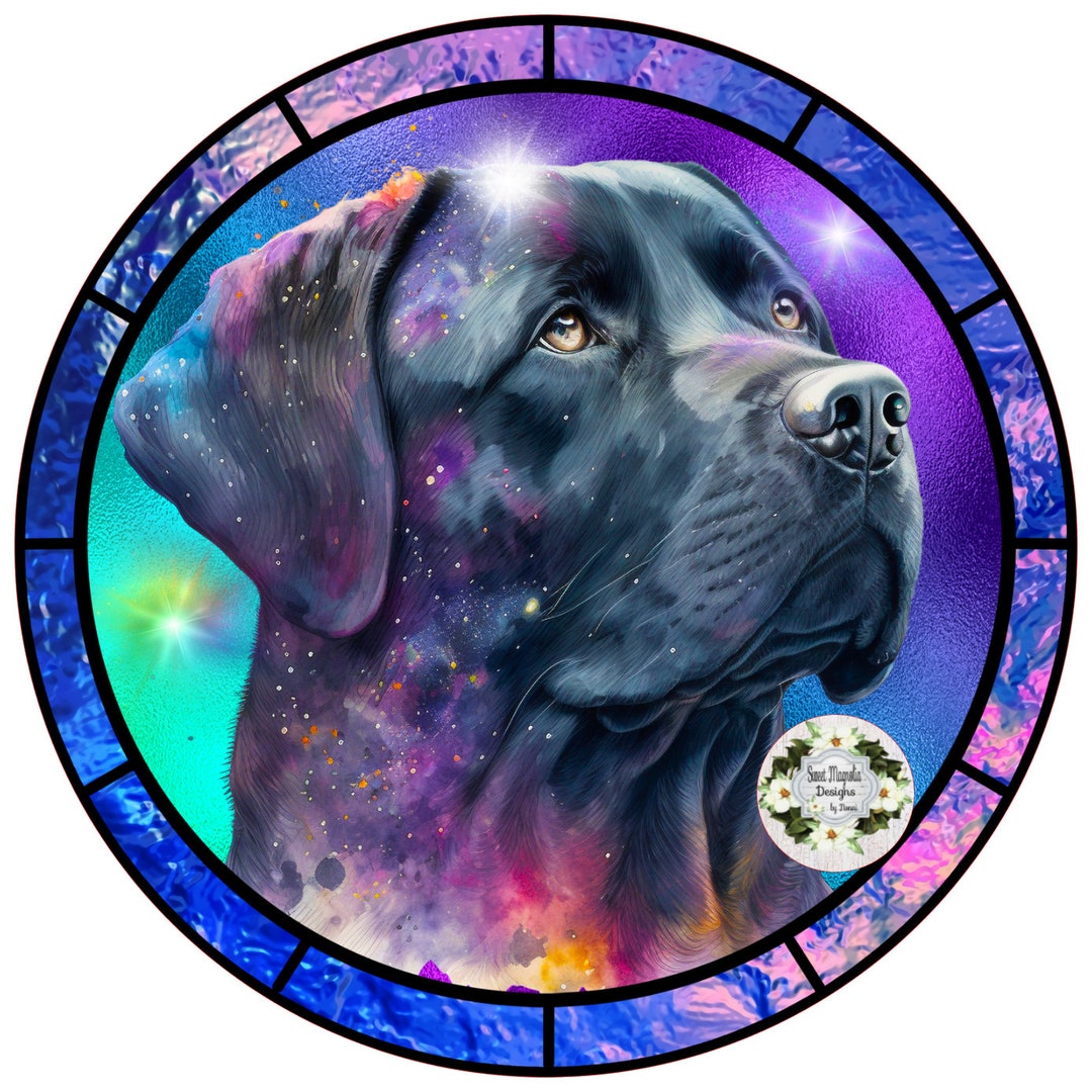 Faux Stained Black Lab Sign, Faux Glass Sign, Black Lab, Sign for ...