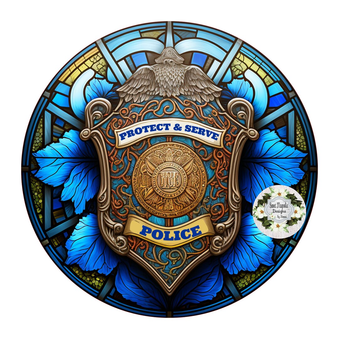 Faux Stained Glass Police Sign, Faux Glass Sign, Police Sign, Sign for ...