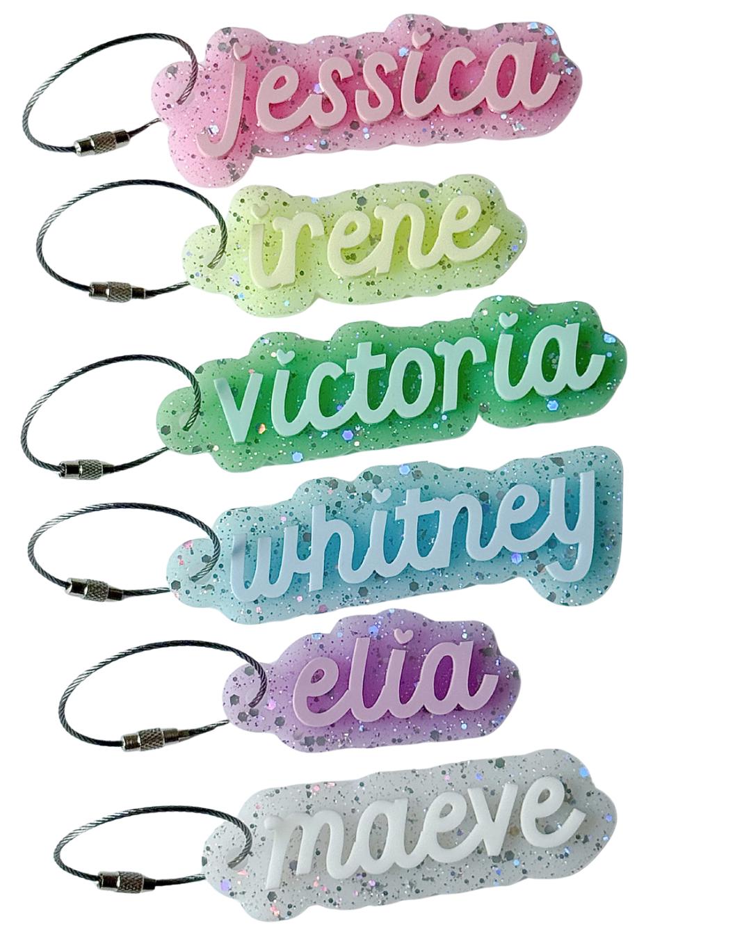 Personalized Glitter Backpack Name Tags/ Keychains // Backpack ...