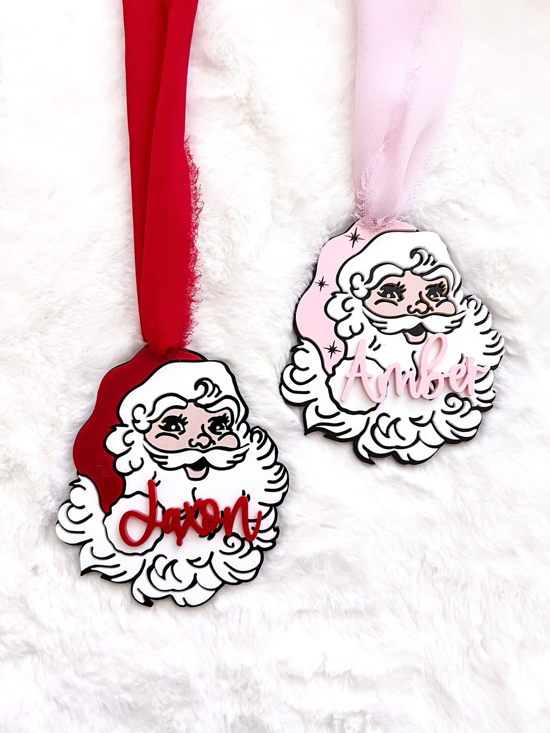 Personalized Santa Name Tag/ Santa Ornament/ Santa Gift Tag - Etsy