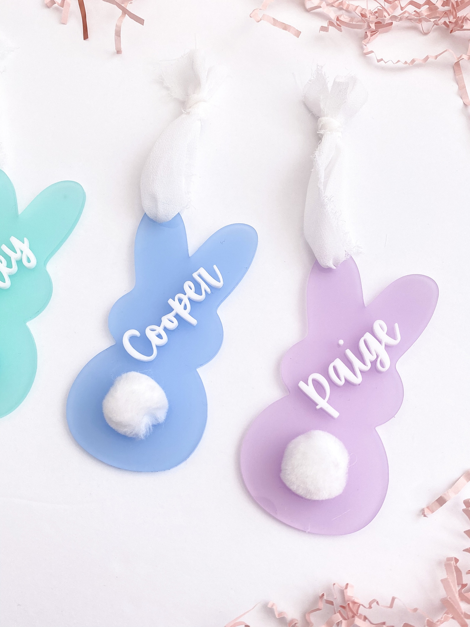 Personalized Acrylic Easter bunny name tags / gift tags/ | Etsy