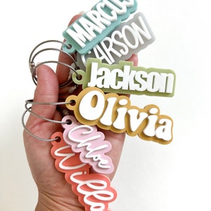 Personalized Backpack Name Tags/ Keychains // Backpack Keychains// Bag ...