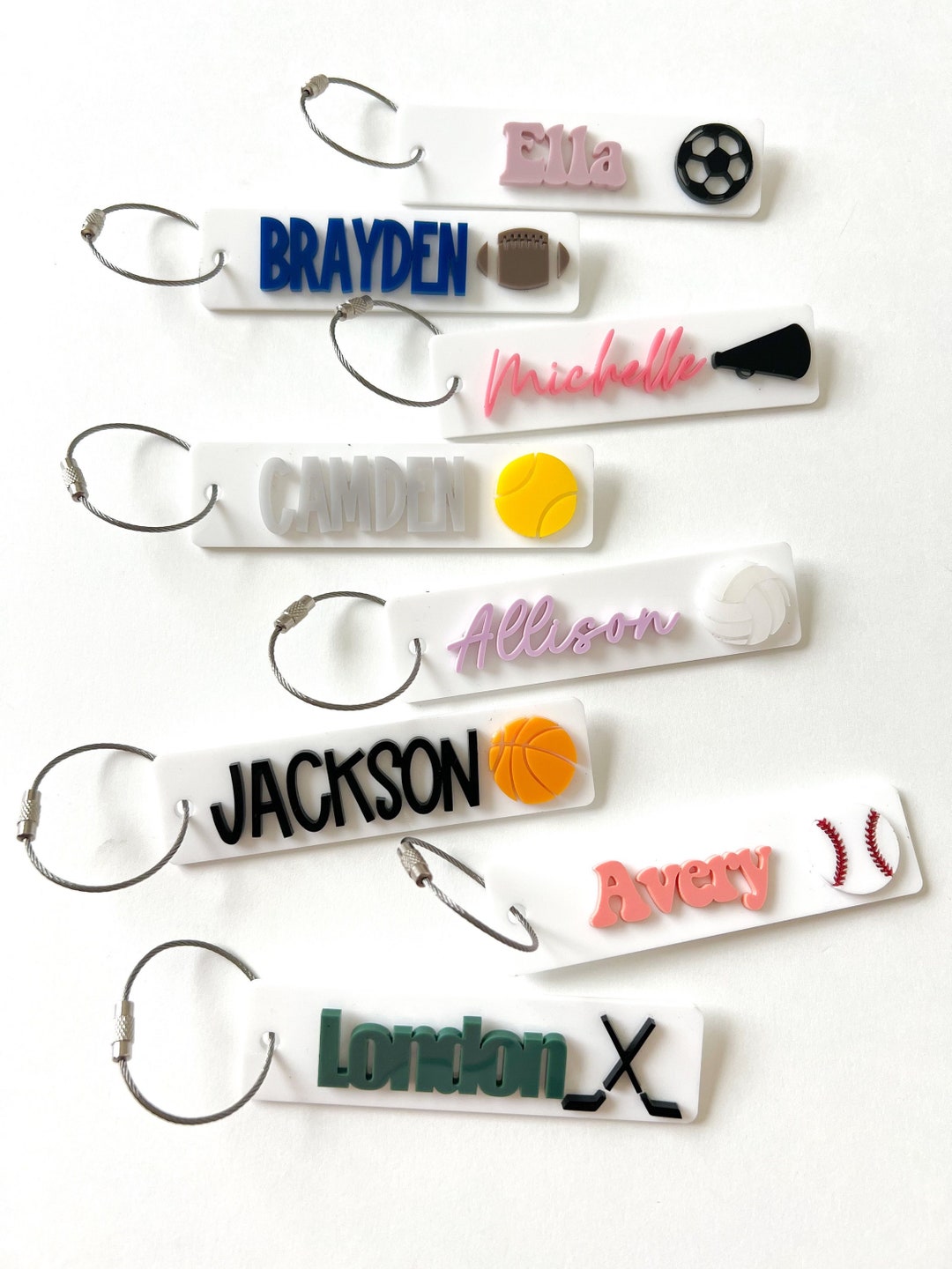 Personalized Sports Bag Name Tags // Keychains // Backpack Name Tags ...