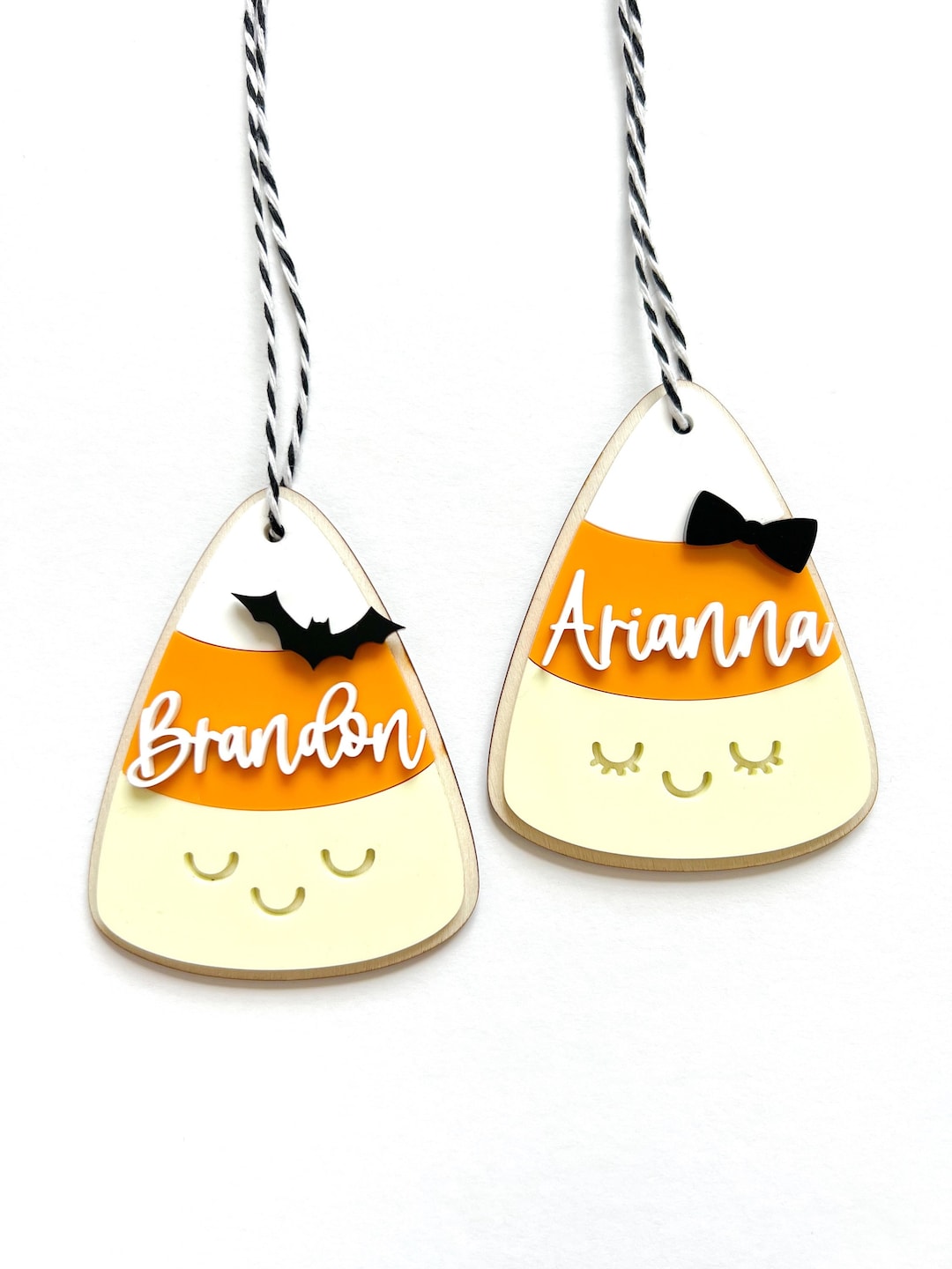Candy Corn Tags // Acrylic Name Tags// Wooden Name Tags// Halloween ...