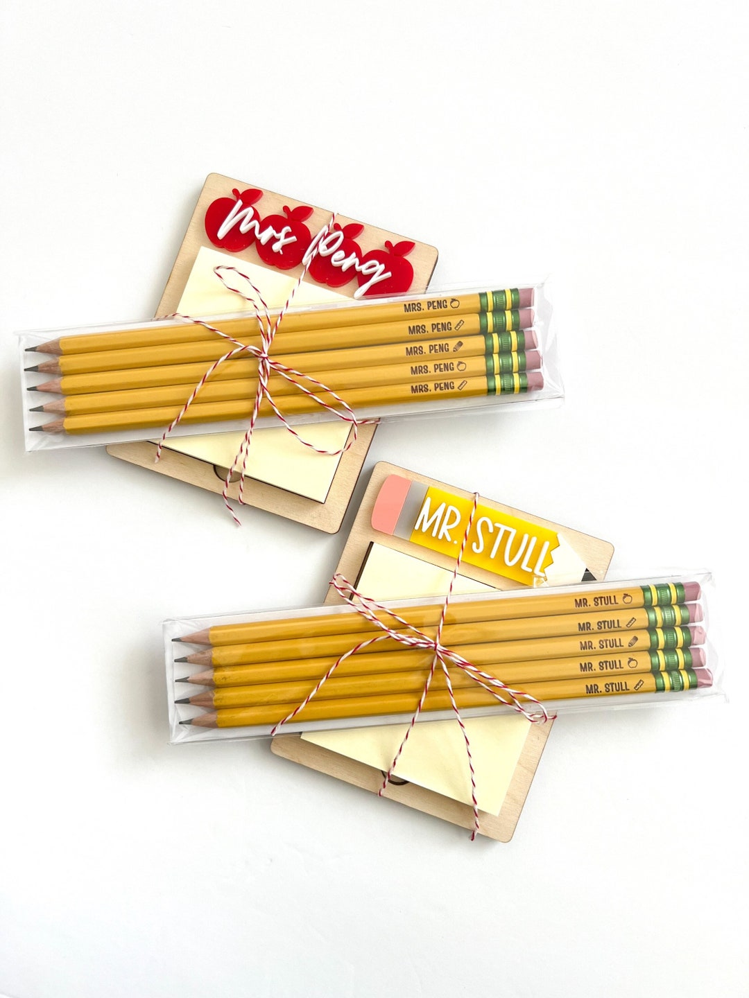 Personalized Post It Note Holder and Engraved Pencil Set/ Teacher Gifts ...