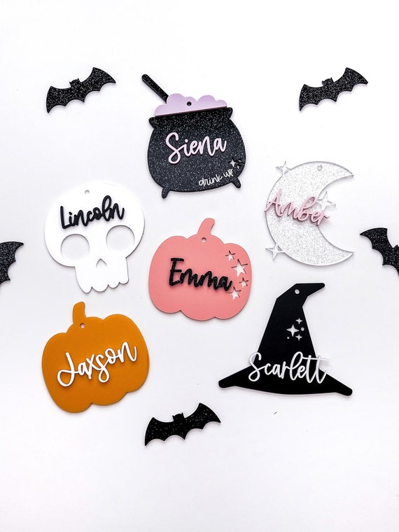 Personalized Halloween Name Tags // Acrylic Name Tags // Boo - Etsy