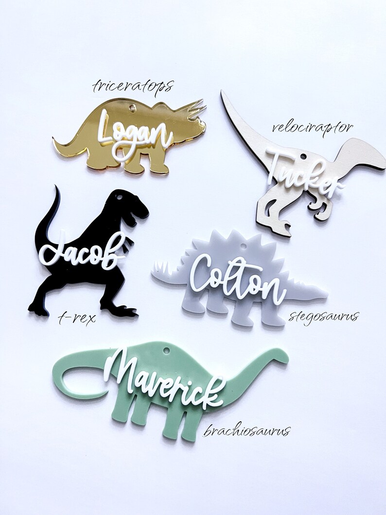 Personalized Dinosaur Name Tags/ Ornaments/ Gift Tags - Etsy
